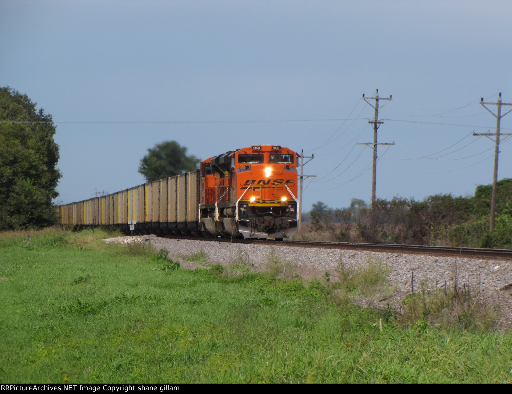 BNSF 9158 heads SB